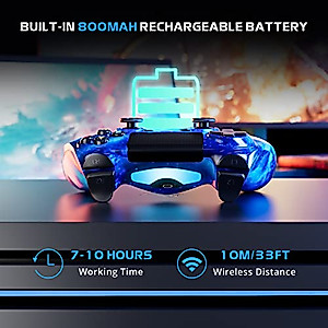 Wireless Controller for PS4, Controller for Sony PlayStation 4, Double Shock 6-Axis Motion Sensor, Sensitive Touch Pad, Built-in Speaker & Stereo Headphone Jack, Compatible with PlayStation 4/Pro/Slim