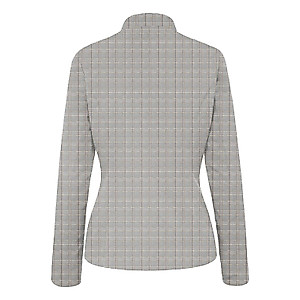 GRAPENT Women's Plaid Business Casual Buttons Pockets Open Front Blazer Suit Cardigan Outerwear Large (Fits US 12-US 14)