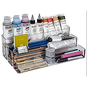 ArtBin 6959AG 2-in-1 Wall and Desktop Organizer, Stadium Wall-Mountable Desktop Organizer, Clear, 1 Organizer