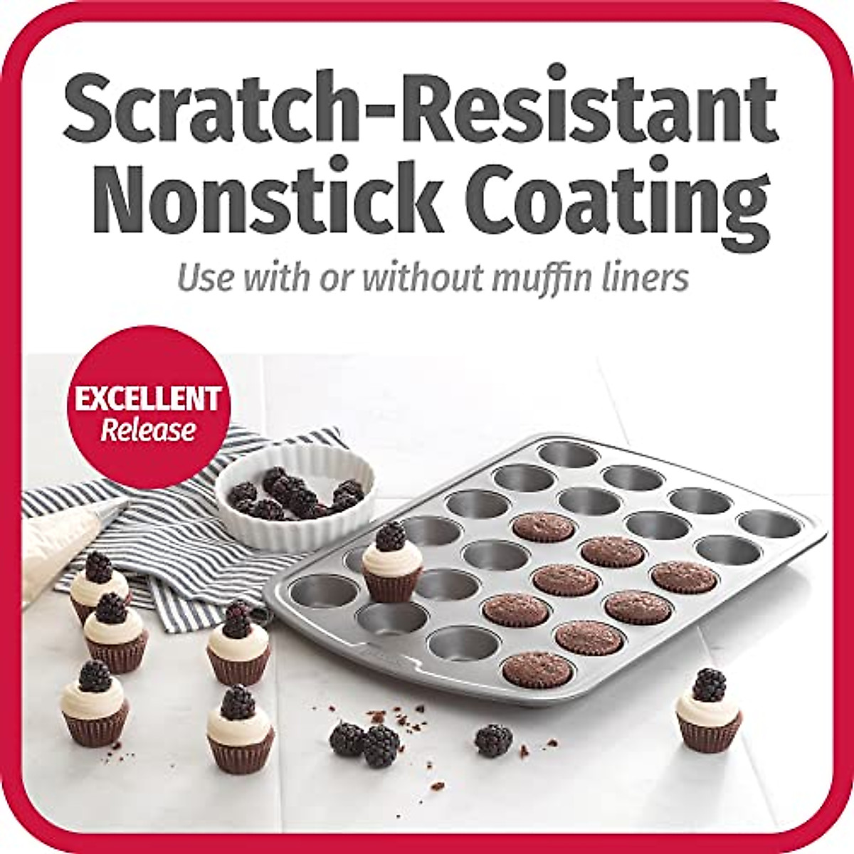 Good Cook 04029 Mini Non-Stick Muffin Pan, Steel, 1-7/8 in Dia x 14.6 in L x 9.3 in W x 6.8 in H