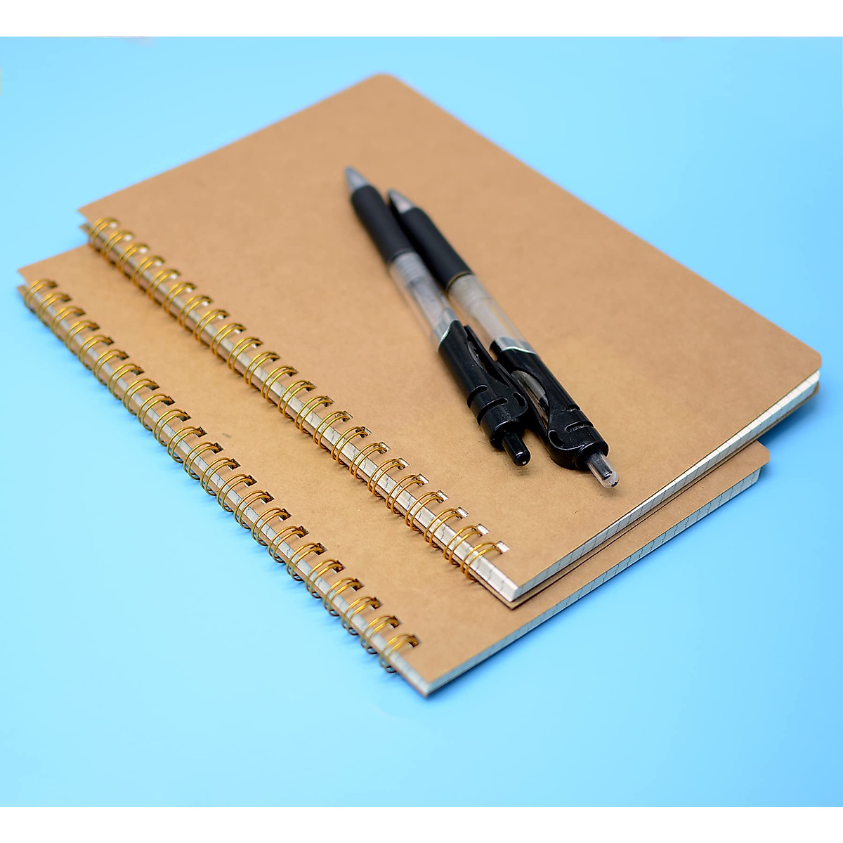 YYaaloa 2pcs Spiral Notebooks A5 6x8 Soft Cover Journals Planners 200 Pages Wirebound Memo Notepads Diary Notebook With black Pen For Work School Writing And Drawing (A5, Ruled)