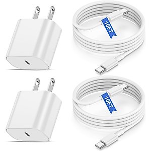 iPhone 15 Fast Charger,20W USB C Charging Block/10ft Type C to C Cable Cord Long,iPad Pro Wall Plug Power Adapter Cube Brick for Apple iPhone 15 Plus/15 Pro Max/12.9/11 inch/Air/Mini/4th/6 Generation