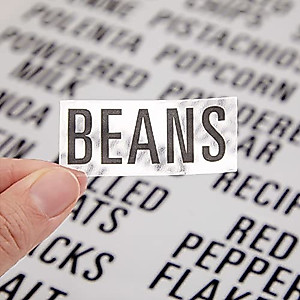 224 Pieces Pantry Labels for Kitchen Canisters, Preprinted Bold Black Font on Clear Stickers for Food Storage Containers and Jars (Water Resistant)