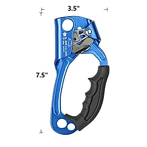 SZCQ SRT Climbing Equipment Hand Ascender Light Alloy Mountaineering Rock Ergonomic Rappelling Gear Handled Right asender Arborist Tree Climber Rigging (Blue,Right Hand)