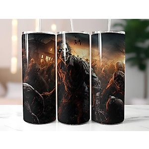 AMAZING RETRO Zombie Insulated Tumbler with Lid and Straw | Gifts for Women Men Reusable Stainless Steel Water Bottle Travel Mug