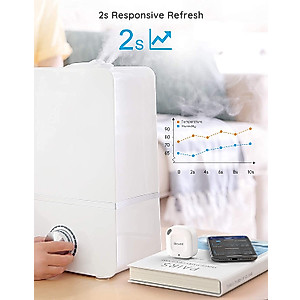 Govee Hygrometer Thermometer, Wireless Thermometer, Mini Bluetooth Humidity Sensor with Notification Alert, Data Storage and Export, 262 Feet Connecting Range