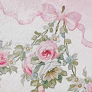 BOOMLATU Roses Flowers and Bow-Knot Indoor Front Door Mats for Entrance Door Rug,Machine Washable Non Slip Romantic Powder Fluffy Fuzzy Soft Area Rug Kitchen Rug 19.6x31.4in