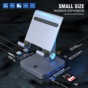 OTAITEK 8 in 1 iPad pro USB C Hub, with Foldable Tablet Stand, 100W Power Delivery, 4K HDMI, 2 USB-A Data Ports, USB-C Data Port, 3.5 mm AUX, TF/SD Card Slots, for iPad Pro and More USB-C Tablets