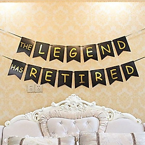 The Legend Has Retired Banner Gold Foil Letters, Retirement Party Decoration Photo Props- Large Size