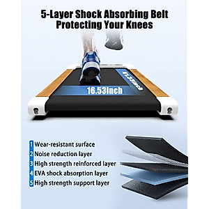 Walking Pad Under Desk Treadmill, Portable Treadmills Motorized Running Machine for Home, 2.25HP Mini Treadmill No Assembly Required Remote Control, 265 Lb Capacity