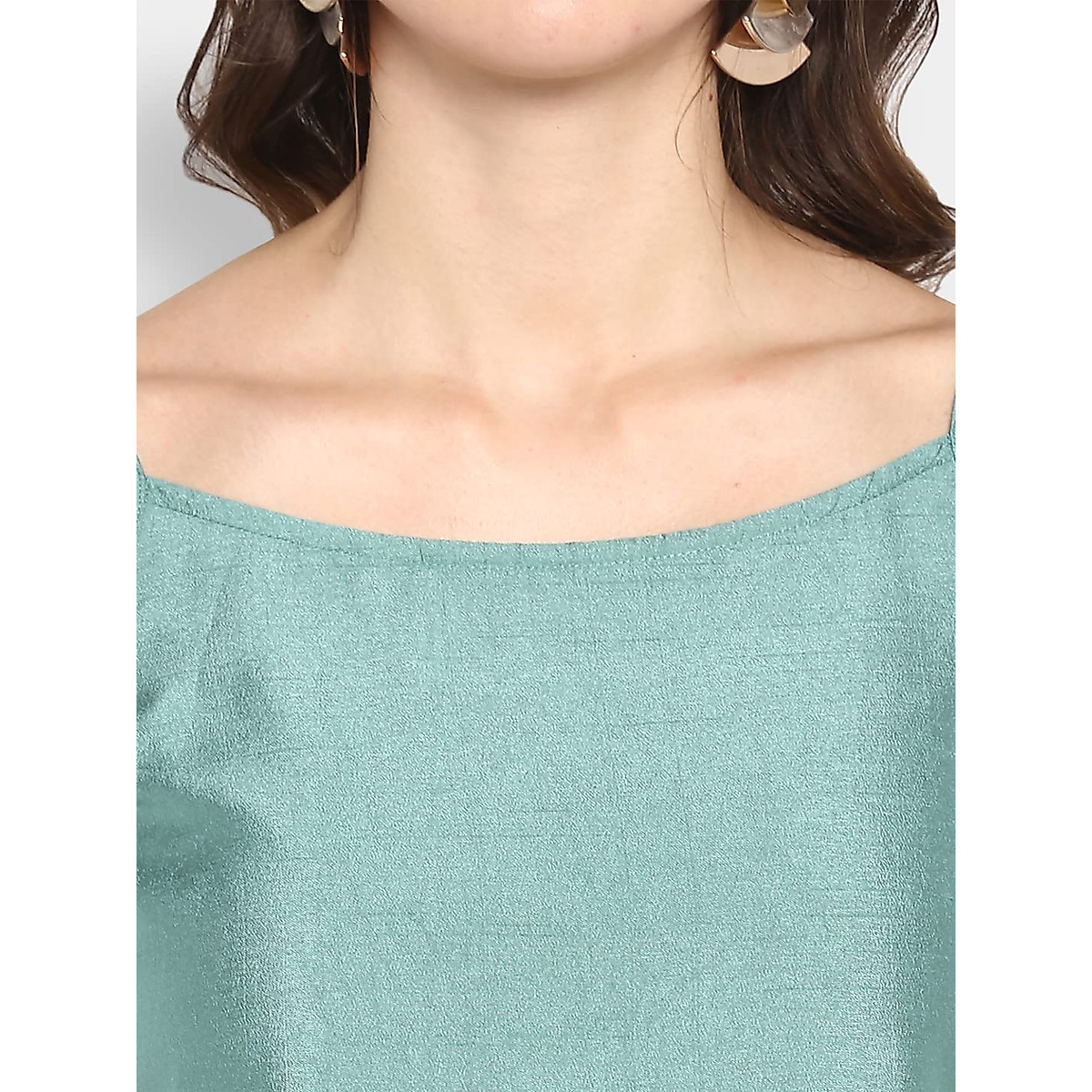 Janasya Indian Women's Mustard Foil Printed Poly Silk Ethnic Dress