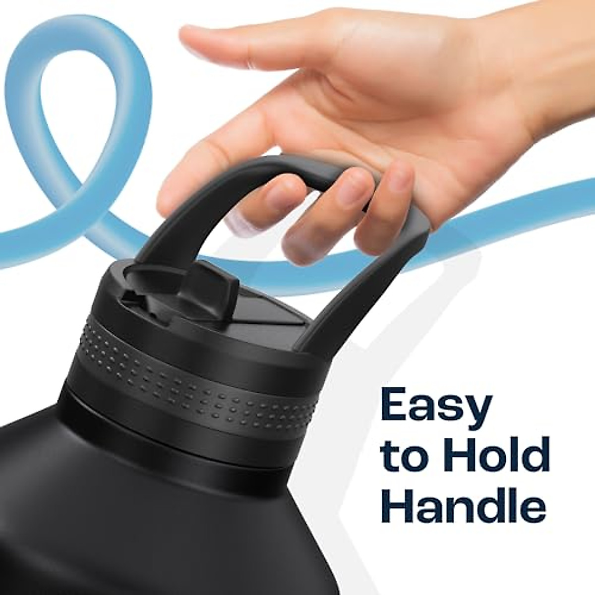 AQUAFIT Insulated Water Bottle 64 oz with Handle - Straw and Chug Lid - Stainless Steel Water Bottles - 64 oz Water Bottle - 64oz Insulated Water Bottle with Straw (64 Ounces, Midnight Black)