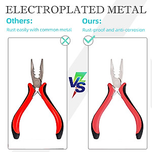 Neitsi Hair Extensions Pliers,1PCS 3 Holes Mini Microlinks Pliers,Hair Extensions Tools,Micro Links Opener and Removal Tool for Micro Nano Rings Beads Extensions or Feather Extensions,Red