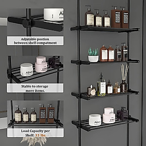 XIHUAN Adjustable Over The Toilet Storage Bathroom Organizer and Storage Shelf Stand Space Saving with Tension Poles 4 Tier Metal Rack White