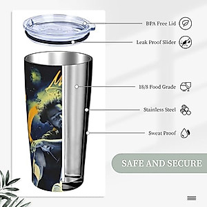 Kiserjens J. Music Cole Stainless Steel Insulated Tumbler Vacuum Water Bottle Travel Cup Coffee Mug With Straw,Lid and Brush 20 oz