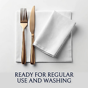 Wealuxe [24 Pack, White] 100% Polyester Soft Durable Washable Cloth Table Napkins 17 x 17 Inch Great for Restaurants, Dinners and Parties