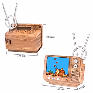 E-MODS GAMING Retro Games Console GV300S Mini TV Style 308 Video Games Player with Handheld Gamepad & AV Output - 3.0 Inch Screen Electronic Games Machine Xmas Gift for Kids Adults (Wood Grain)