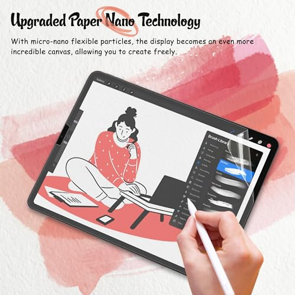 bersem 2-Pack New Paperfeel Screen Protector Compatible with iPad Pro 13 Inch 2024 (M4) / iPad Air 13 Inch 2024 (M2), Matte PET Film for Paper Art Writing, Nib Friendly, Anti-Glare-BLACK