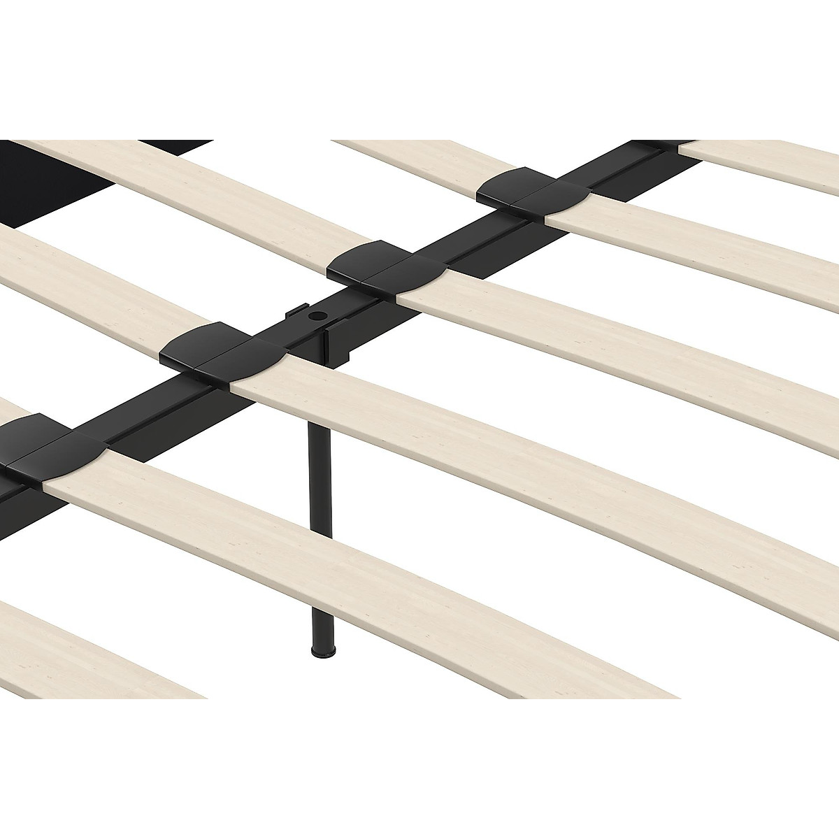 DHP Maven Upholstered Platform Bed with 11 Inch Height for Raised Mattress Support, No Box Spring Needed, Queen, Black Faux Leather