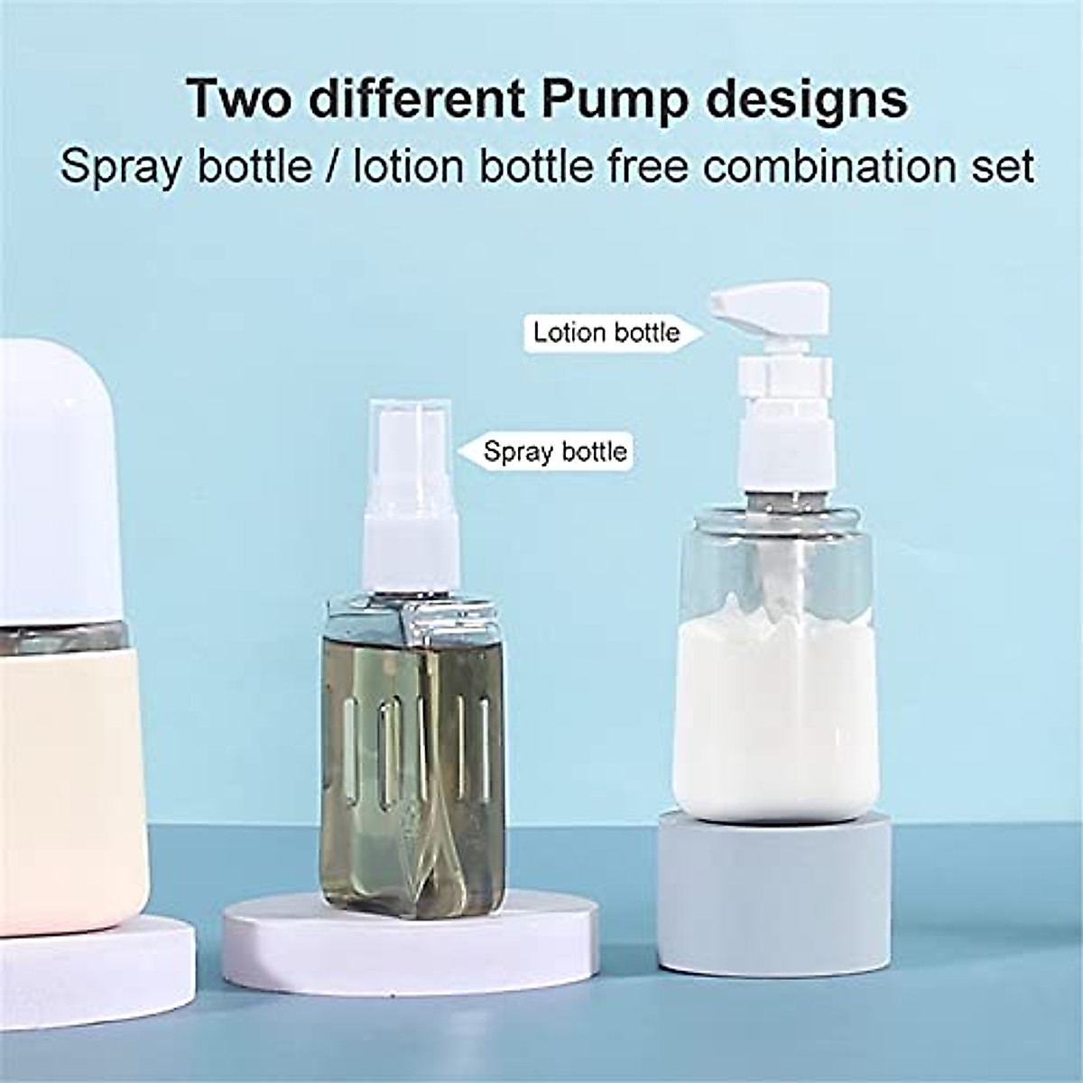 anfoem Portable 1.7oz Travel Size Spray Bottle with Fine Mist, Leak Proof Refillable Make Up Travel Lotion Bottle for Cosmetic Skincare Lotion,Essential Oils, Homemade Cleaners(Light Gray)