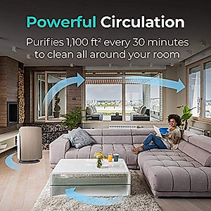 Alen BreatheSmart Classic H13 HEPA Air Purifier, Air Purifiers For Home Large Room w/ 1100 SqFt Coverage, Medical-Grade Air Cleaner for Smoke & Chemical, up to 12 Mos. Filter Life, Weathered Gray