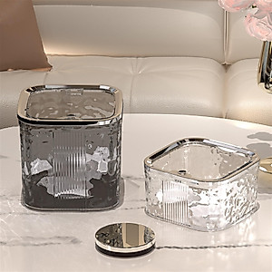 RSPGMKIX Desktop Trash Can Push-Type Living Room Light Luxury Sundries Bucket Car Home Desk Restaurant Storage Barrel Trash Basket(Clear,B)