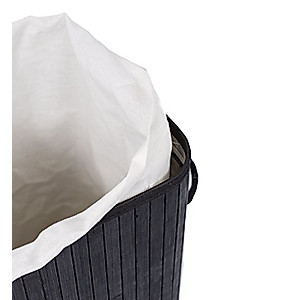 BIRDROCK HOME Double Laundry Hamper with Lid and Cloth Liner - Bamboo - Black - Easily Transport Laundry Basket - 2 Section Collapsible Hamper - String Handles