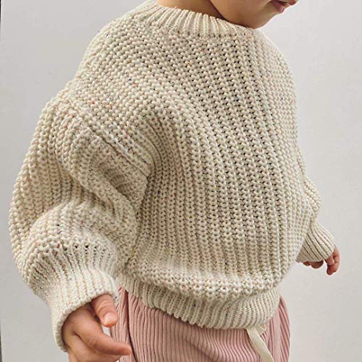 Toddler Baby Girl Boy Knitted Sweater Long Sleeve Solid Color Pullover Crewneck Sweatshirt Top Fall Winter Clothes (Beige, 2-3T)