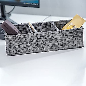 Toilet Paper Basket for Tank Topper,Woven Storage Box Cube Basket Bin Container, Shelf Cabinet(Grey 1pc) (14.17''L x 5.90''W x 3.93''H)