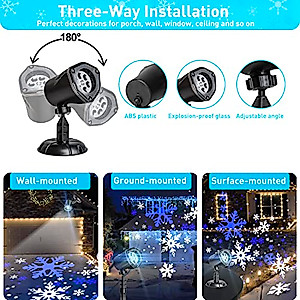 EAMBRITE Christmas Projector Lights LED White Blue Rotating Snowflake Projector Light for Birthday Wedding Theme Party Garden Home Winter Outdoor Indoor Decor