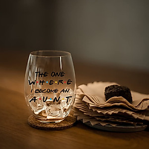 Perfectinsoy The One Where I Become an Aunt Wine Glass Gift Box, Aunt Wine Glass Gifts for Aunt, New Aunt, Women, Sister, Colleague, Friend, Neighbors, Aunt Pregnancy Announcement, Mother's Day Gift
