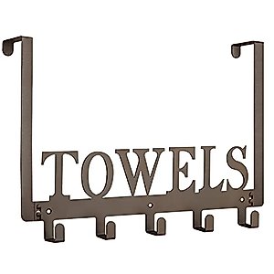 Towel Hooks for Bathroom Over the Door Hooks Wall Mount Towel Rack Towel Holder for Bathroom, Heavy Duty Robe Hooks Towel Hanger for Wall Metal Sandblasted Organizer for Towel Clothes Bag Robe(Coffee)