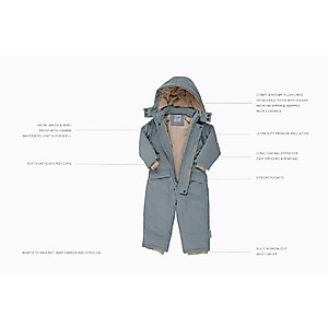 7AM Winter Jumpsuit with Gloves - Zipper Down Hooded Baby Jumpsuit, Unisex Cotton Lined Infant Snowsuit, Water Repellent Winter Baby Fleece Jumpsuit with Gloves, Baby Hooded Winter Romper | (5-7Y)