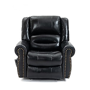 Electric Power Lift Recliners,Heated and Massage Reclining Lifting Sofa Chair,Genuine Leather Upholstered Recliner Armchair,Dual Motor Infinite Lounge Couch w/USB Ports,Side Pockets&Nailed Decor