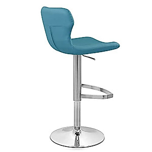 Zuri Furniture Modern Adjustable Leatherette Ellery Bar Stool with Chrome Base- Teal