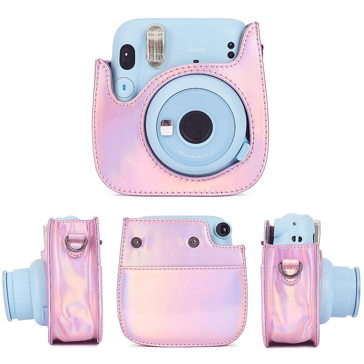 Phetium Instant mini 12 Camera Protective Case Compatible with Instax Mini 12 11,PU Leather Bag with Pocket and Adjustable Shoulder Strap (Magic Pink)