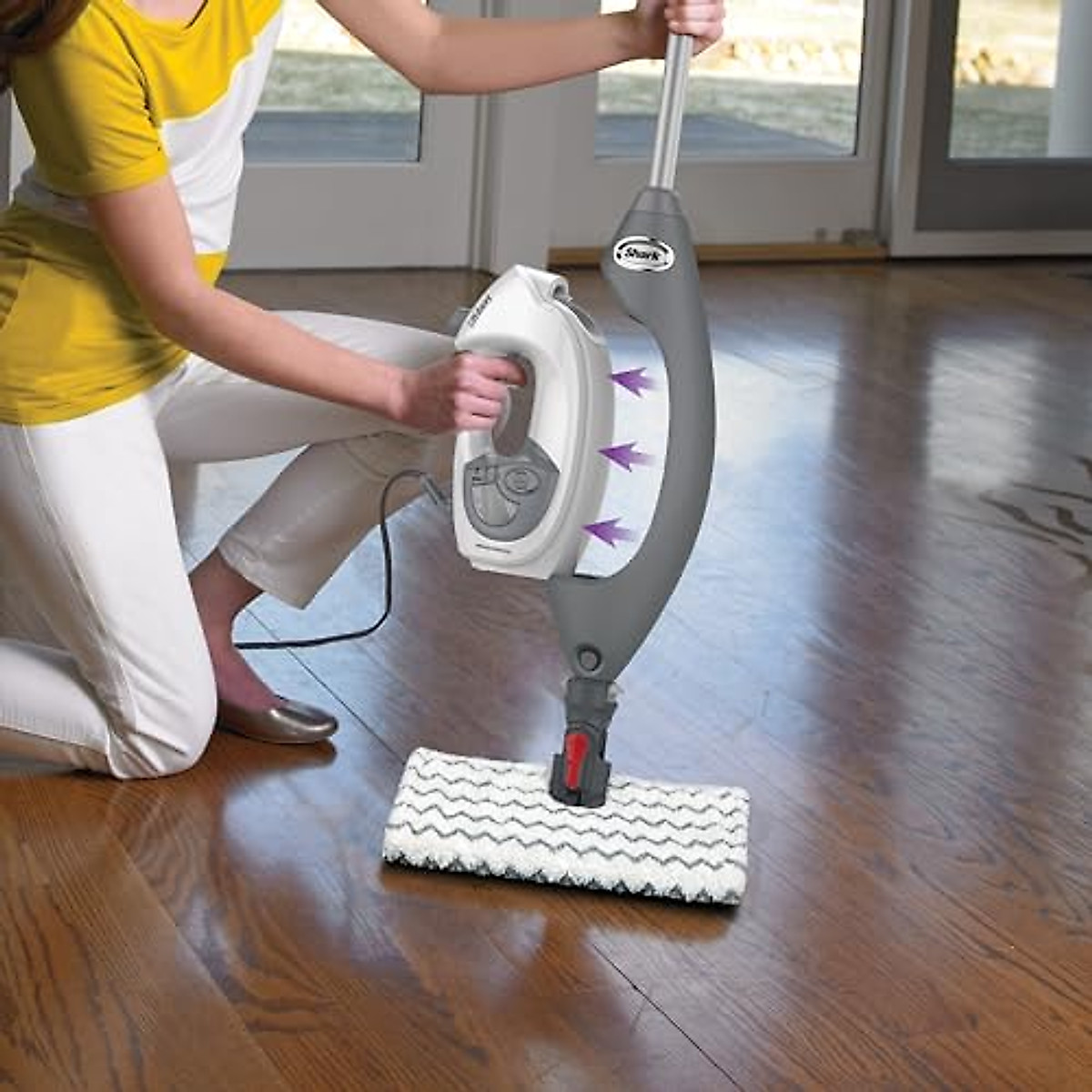 Shark S3973D Lift-Away 2-in-1 Pro Steam Pocket Mop with Removable Handheld Steamer for Hard Floors, Above-Floors & Garment Steaming, 3 Modes with Steam Blaster, Intelli-Mop Head, Dirt Grip Pads, White
