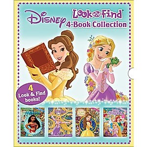 Disney Princess and Moana 4-Book Look and Find Collection with Slipcase PI Kids