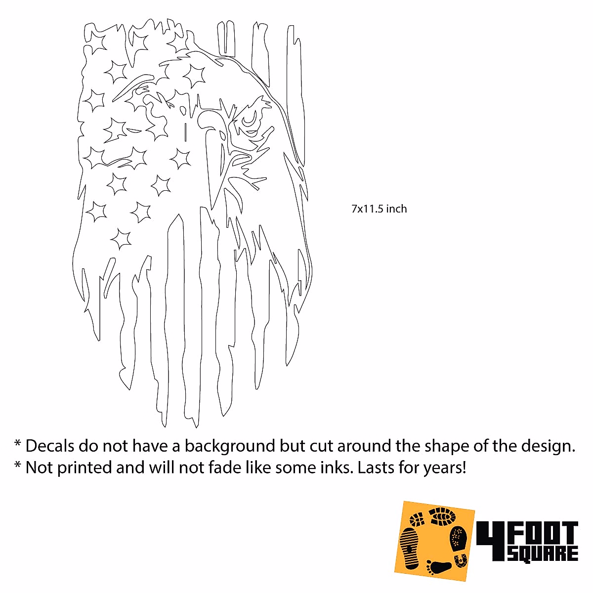 Patriotic American Flag Eagle Decal - Sticker Bomb Vinyl Decal for Car Truck, Computer, Anywhere! Premium 6 Year Outdoor Vinyl (Black, 1)