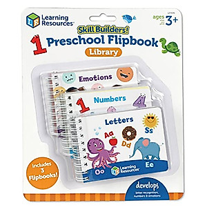 Learning Resources Skill Builders! Preschool Flipbooks -3 Pieces, Ages 3+, Preschool Learning Activities, ABC and Numbers for Toddlers, Activity Book