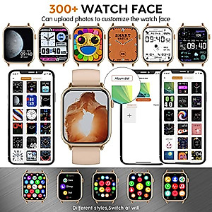 Smart Watch for Men Women, 2023 Upgraded Smartwatch with Blood Pressure Heart Rate Monitor 1.9" Touch Screen Bluetooth Watch(Make/Answer Call), IP67 Waterproof Smart for Android iOS Phones Gold