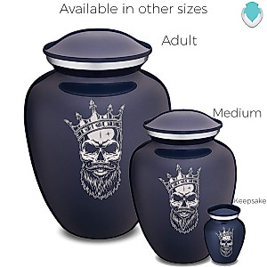 GetUrns Embrace Personalized Skull Adult Cremation Urn with Custom Engraving for Human Ashes for Funeral, Burial, Niche or Columbarium–200 Cubic Inches–Urns for Adult Ashes (_Cobalt Blue Double Sided)