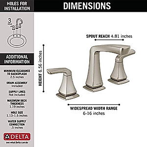 Delta Faucet Vesna Widespread Bathroom Faucet Brushed Nickel, Bathroom Faucet 3 Hole, Drain Assembly, Worry-Free Drain Catch, SpotShield Brushed Nickel 35789LF-SP