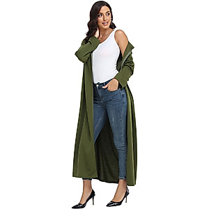 Women's Zip Up Robes Hooded Long Housecoat Sweatshirt Full Length Bathrobe Long Sleeve Loungewear with Pockets, Army XXL