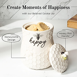 Young's Inc. Ceramic Bee Cookie Jar - 5" W x 5" D x 7" H - Cookie Jars for Kitchen Counter - Tea Canister