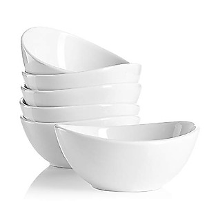 Sweese 5 Inch Porcelain Small 10 oz Bowls Set of 6, for Dessert | Ice cream | Soup | Rice | Fruits | Small Portions - Microwave, Dishwasher, and Oven Safe - White