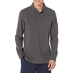Tommy Hilfiger mens Long Sleeve in Regular Fit Polo Shirt, B65 Charcoal Grey Heather, XX-Large US