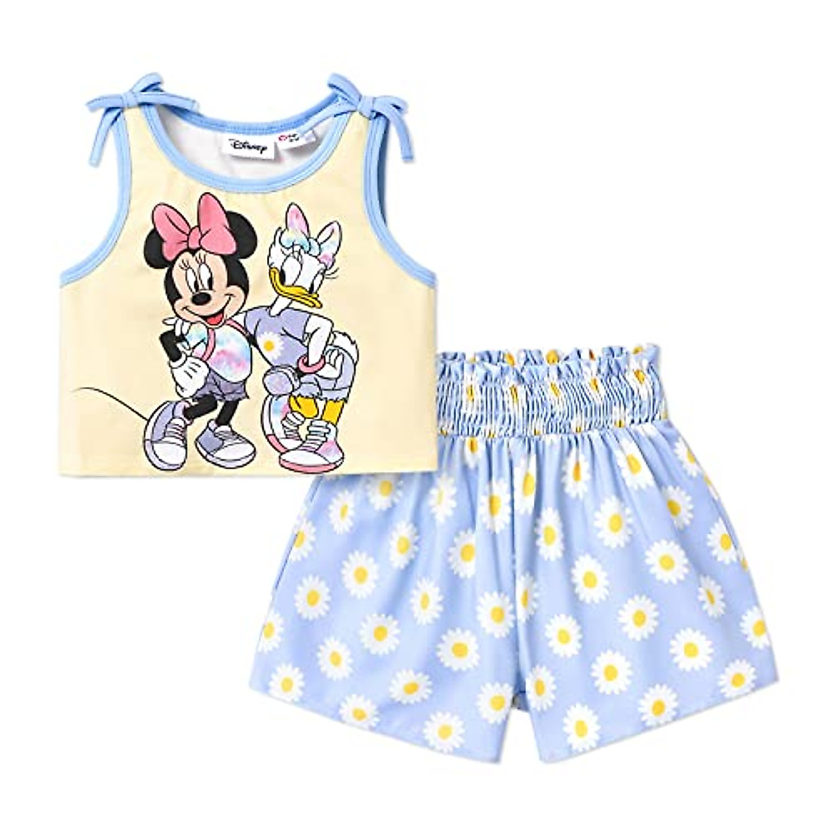 Disney Mickey and Friends Toddler Girl 2 Piece Outfits Set Sleeveless Tank Top and Shorts Set Light Blue 4-5 Years