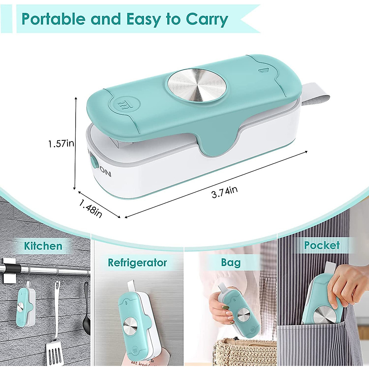 OGERY Bag Sealer, 2 in 1 Mini Heat Sealer with Cutter, Portable Food Sealer Mini Sealing Machine Kitchen Gadget For Chip Bags Plastic Bags Food Storage (Battery Included)