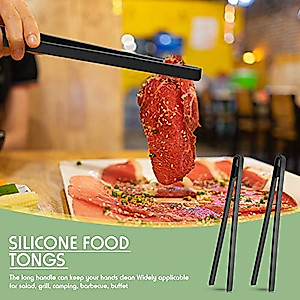2 Pieces 11.8 Inch Silicone Trivet Tongs for Cooking Silicone Tongs Kitchen Utensils Heat Resistant Non-Stick Silicone Food Tongs Cooking Tongs BBQ Grilling Tongs (Black)
